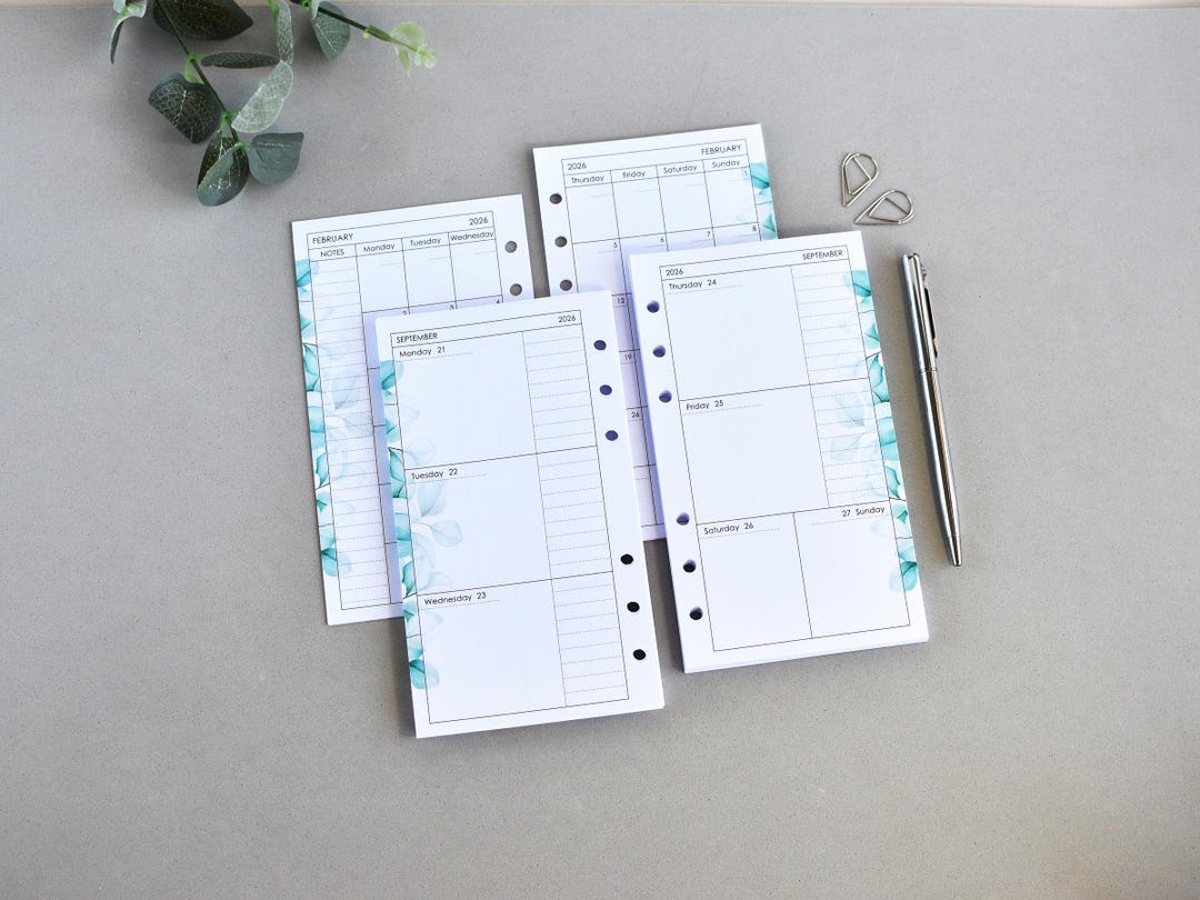 Printed Personal Planner Inserts: 2026 / 2027 / Undated Refills for ...