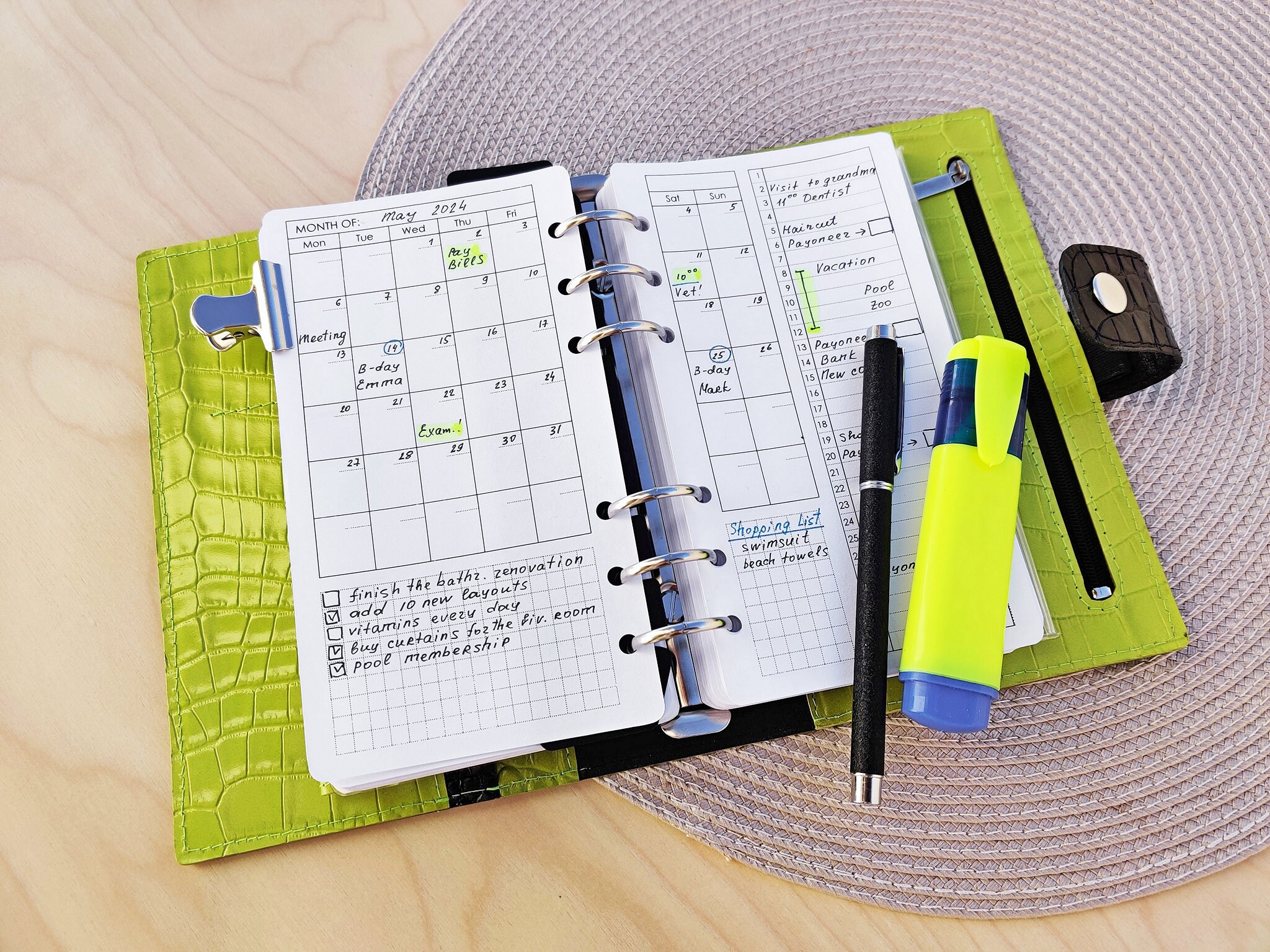 Monthly Planner Inserts Printable Personal Size, Monthly Pages With ...