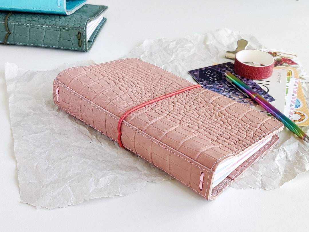 Pink Croc Leather Planner Personal Size, TN, Travelers Notebook ...
