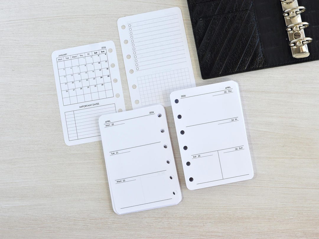 A7 Pocket Planner Inserts: 2026 / Undated Agenda Refill Weekly Monthly ...