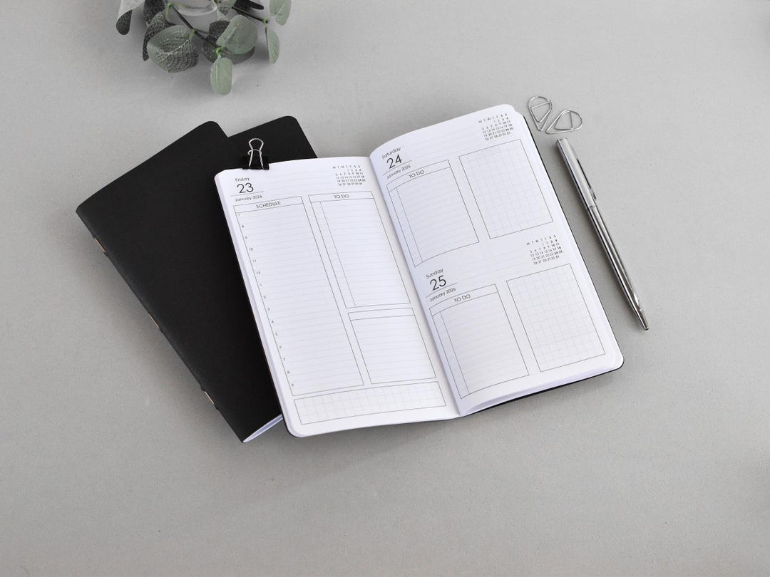 Travelers Notebook Daily Planner Inserts: 2026 TN Personal Size Printed ...