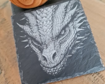 Dragon Slate Coasters, Laser Engraved Drink Coasters, Fantasy Slate ...