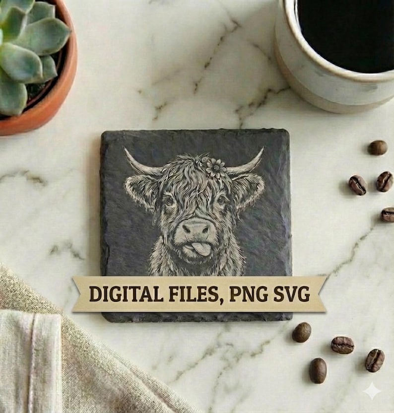 Laser Engraving Highland Cow Files, Highland Cow SVG PNG Files, Digital ...