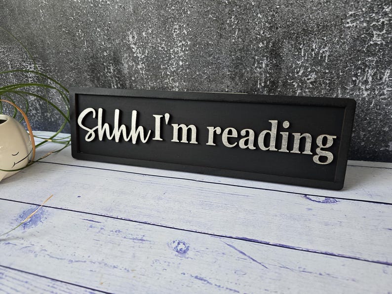 Shhh I'm Reading Wooden Sign: 3D Letter Library Decor - Etsy