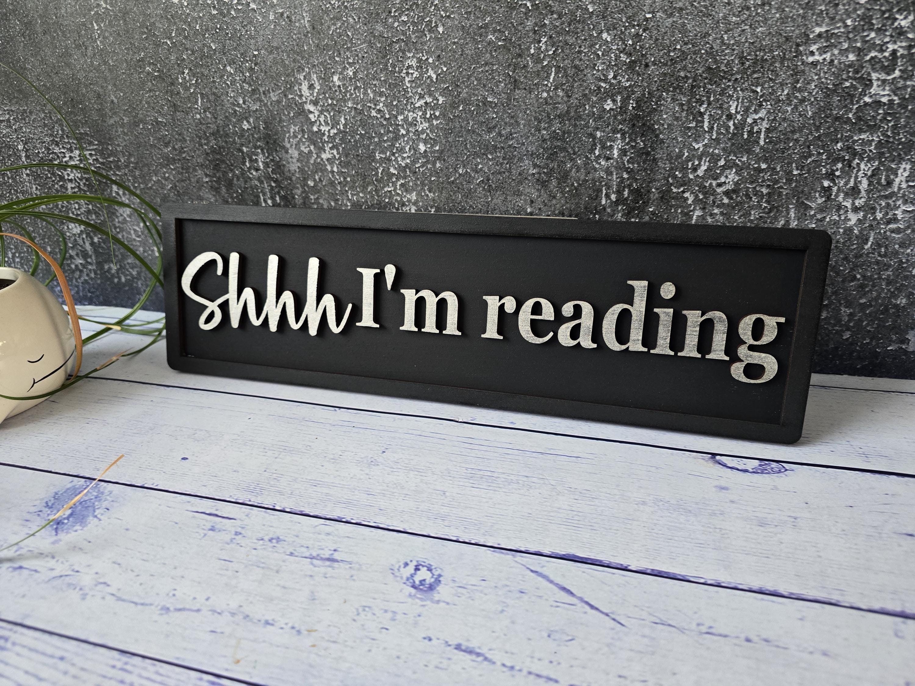 Shhh I'm Reading Wooden Sign: 3D Letter Library Decor - Etsy