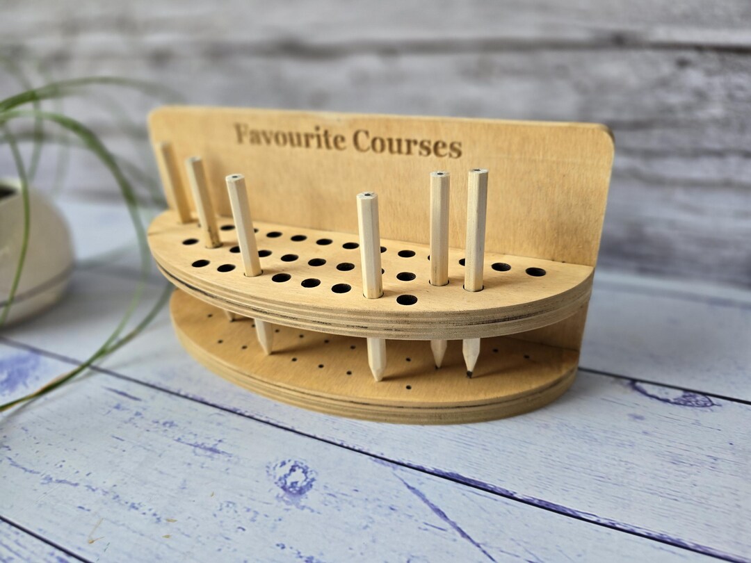 Personalized Golf Pencil Holder: Wooden Golf Course Display Rack - Etsy