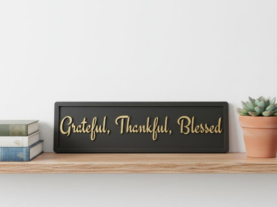 Grateful Thankful Blessed Sign: 3D Lettering Farmhouse Decor - Etsy