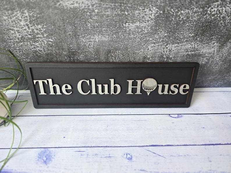 The Club House Wooden Golf Sign With 3D Raised Letters - Etsy