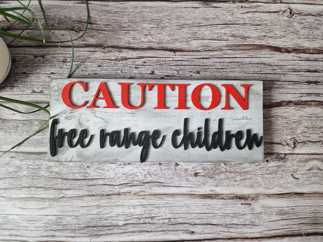 Wooden Caution Sign Freestanding Kids Room Funny Sign Handmade Wooden ...
