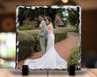 Slate Wedding Photo PERSONALIZED Photo on Rock Slate Makes Beautiful ...