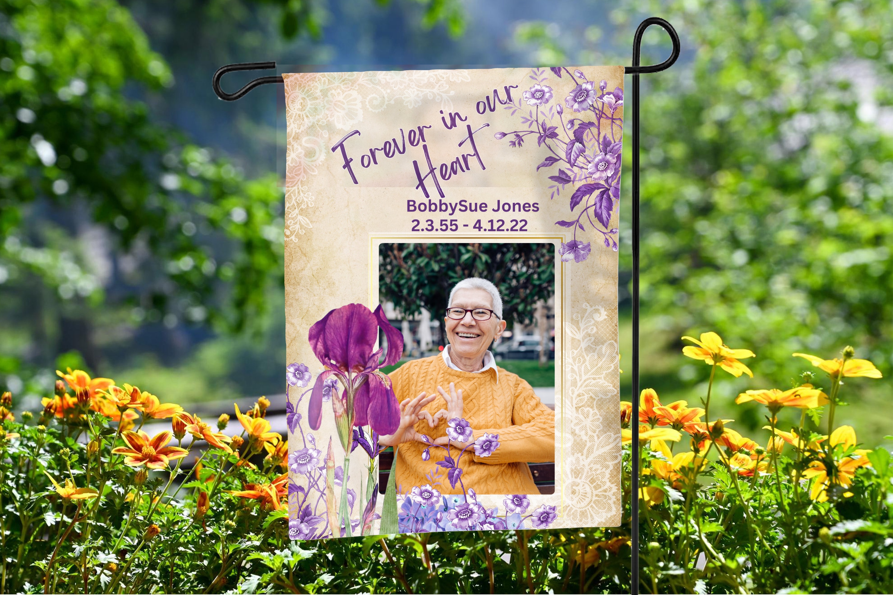 Personalized Memorial Garden Flag, Sympathy Gift, Cemetery Decoration ...