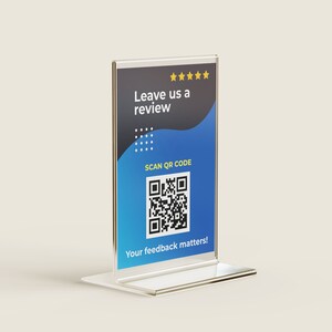 QR Code Sign Review A5 Acrylic Stand - Double Sided Custom Printed - Etsy