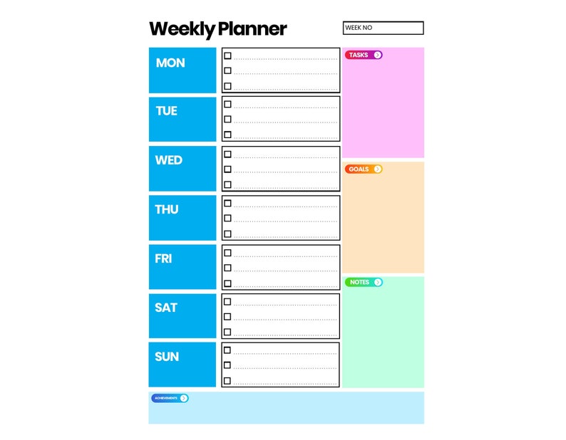 Simple Weekly Planner Printable PDF - Etsy