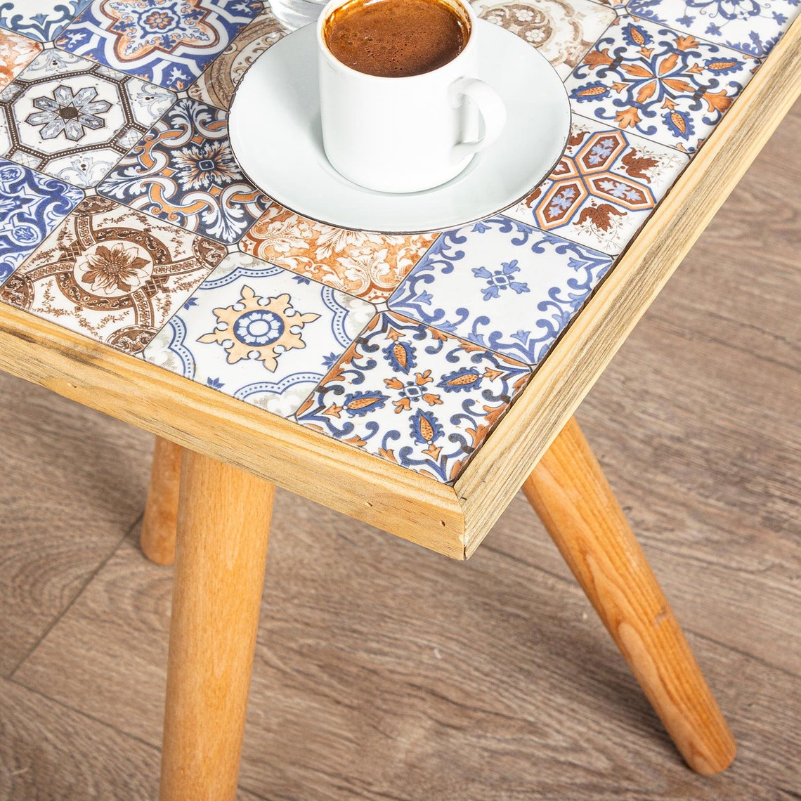 Mosaic Nesting Table Coffee Table Bohemian Wood Table - Etsy