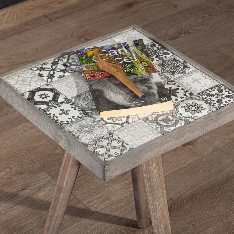 Mosaic Nesting Table Coffee Table Bohemian Wood Table - Etsy