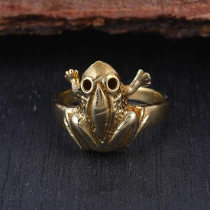 Gold Frog Ring, 18k Gold Frog Ring, Gold Stacking Ring, Gold Band Ring ...