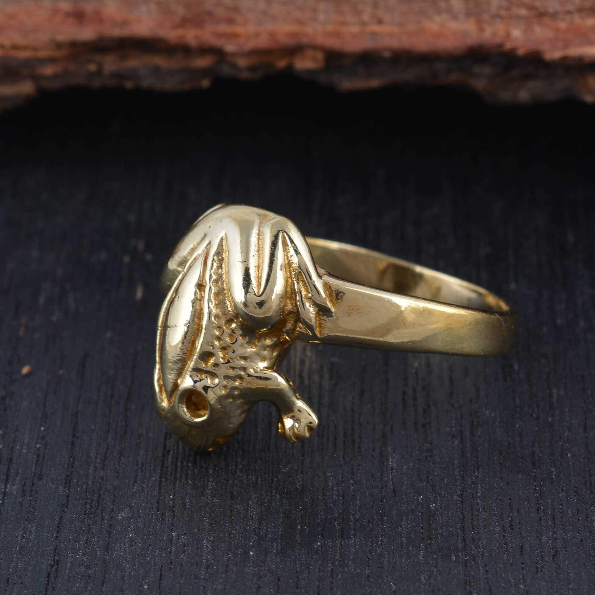 Gold Frog Ring, 18k Gold Frog Ring, Gold Stacking Ring, Gold Band Ring ...