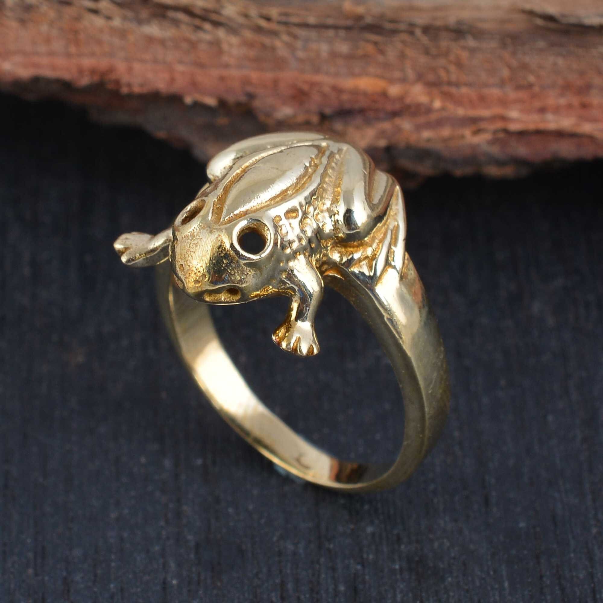 Gold Frog Ring, 18k Gold Frog Ring, Gold Stacking Ring, Gold Band Ring ...