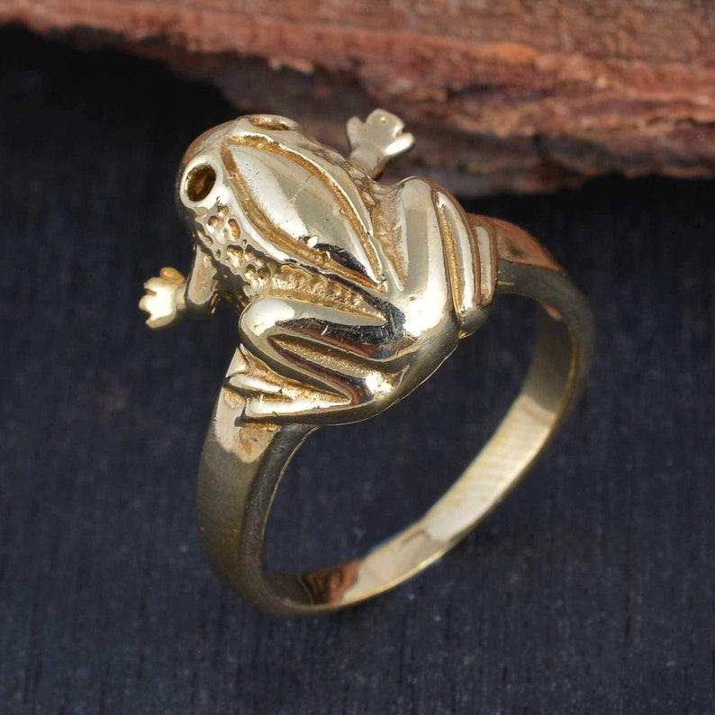 Gold Frog Ring, 18k Gold Frog Ring, Gold Stacking Ring, Gold Band Ring, Frog Jewelry, Rose Gold ...