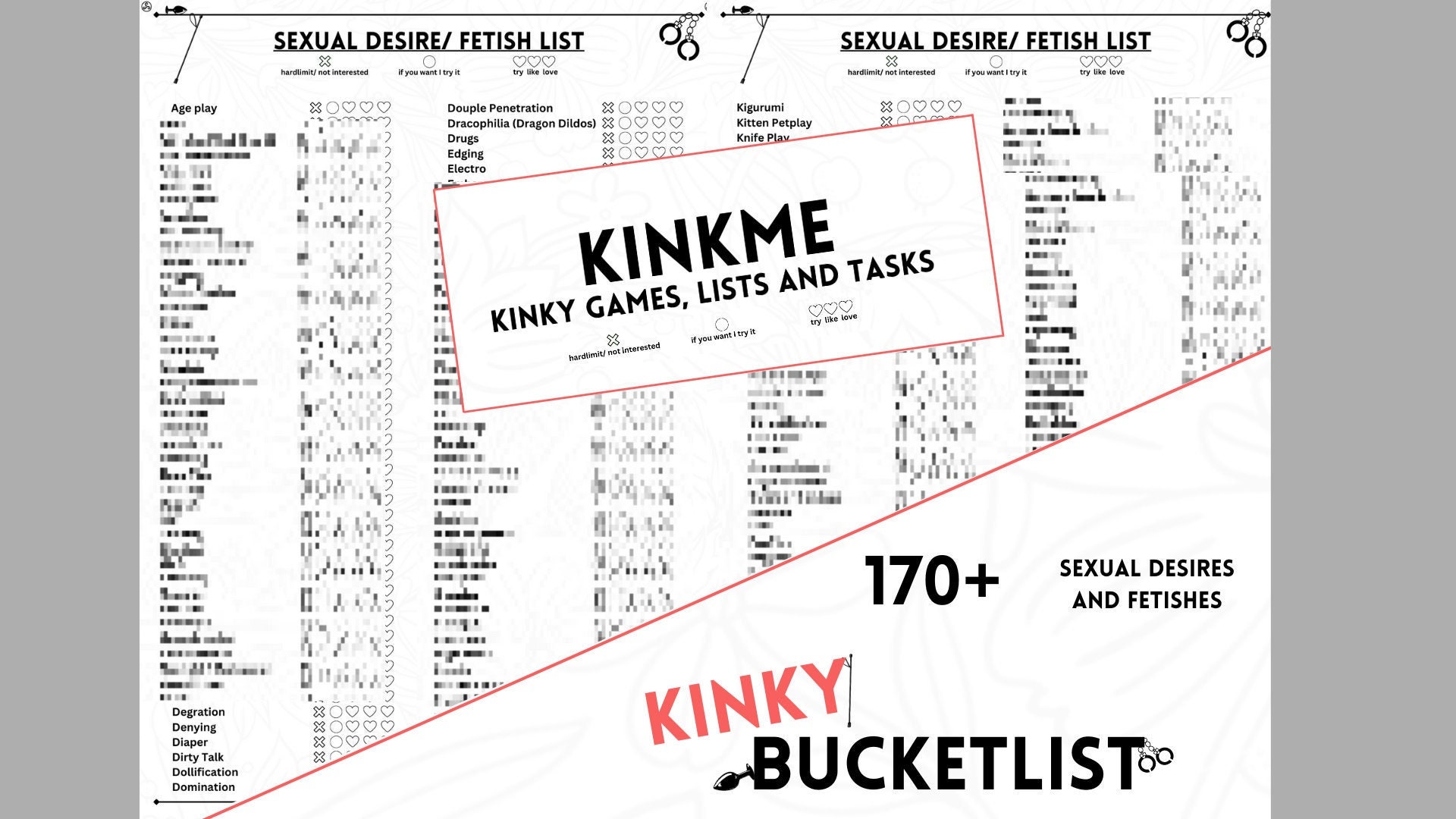 Kinky List Game! 170 Activities to Try! [SMALL] Ultimate Sex Bucket List! Fetish and Sexual ...