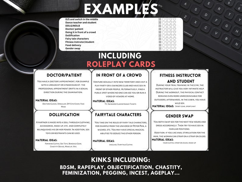 Roleplay Cards and Checklist - 70+ Kinky Roleplay Ideas - Checklist ...