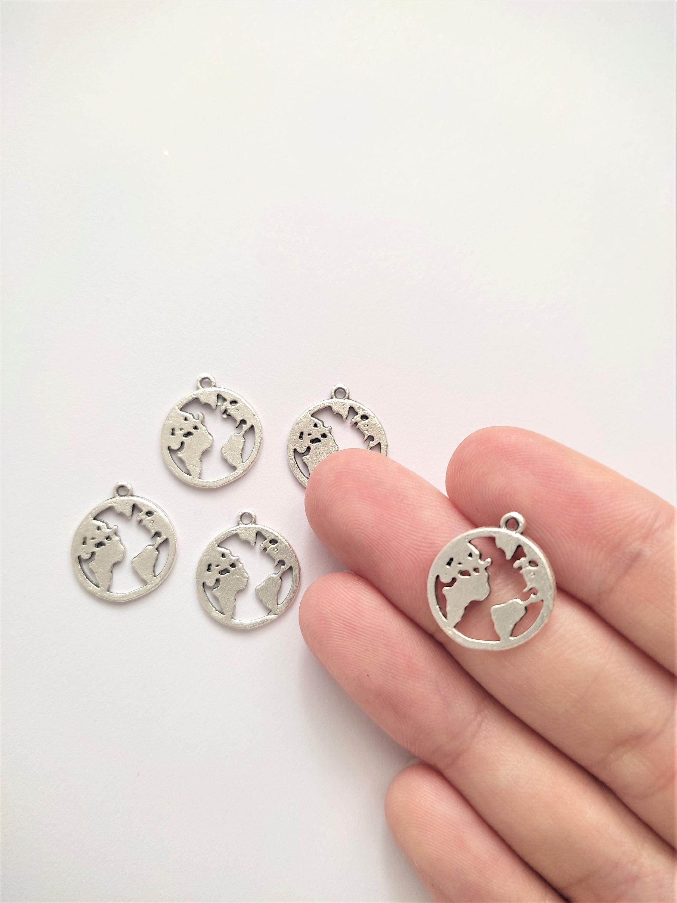5/10/20pcs Earth Map Charm, World Charm, World Pendant, Small Earth ...