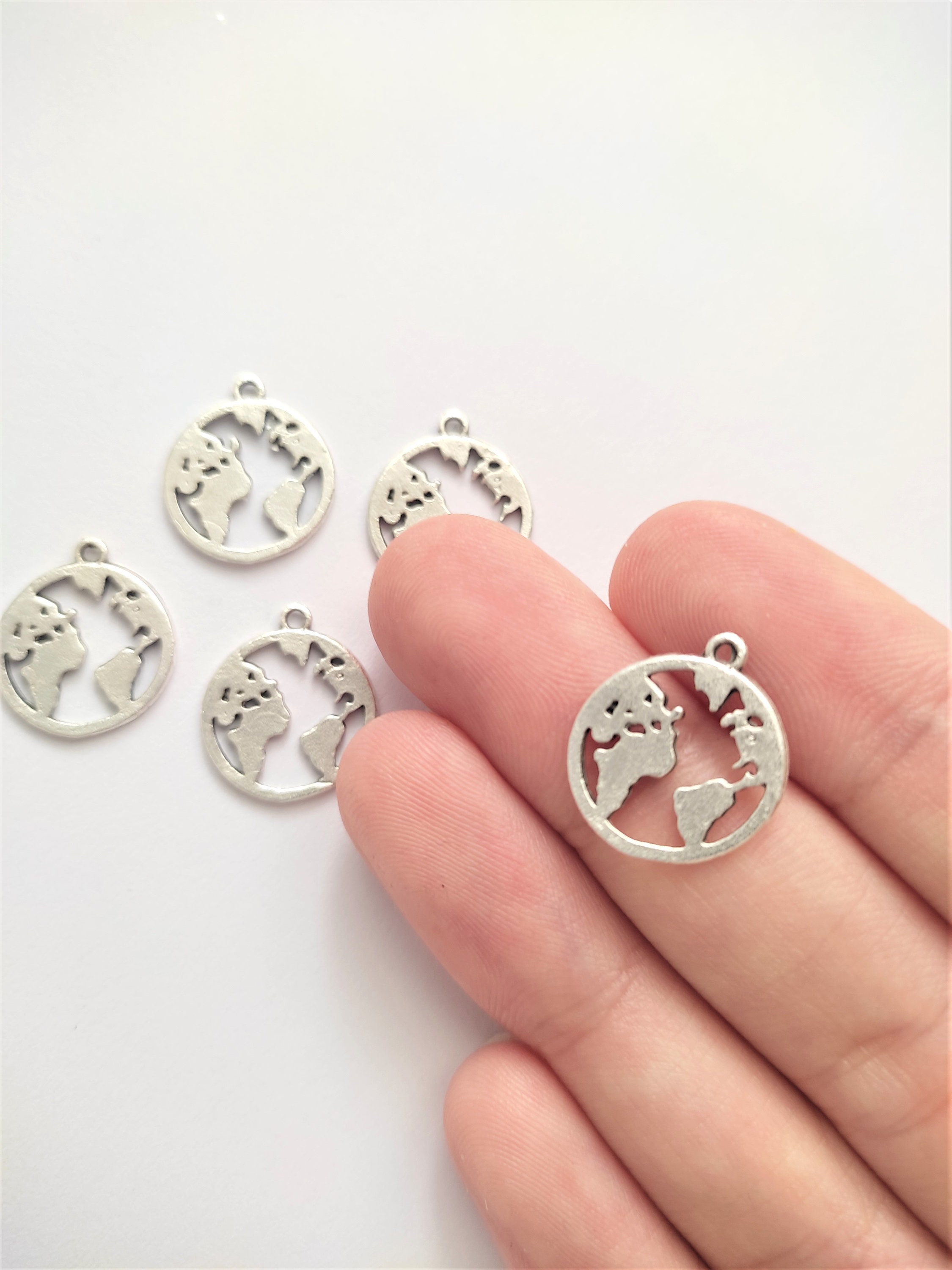 5/10/20pcs Earth Map Charm, World Charm, World Pendant, Small Earth ...