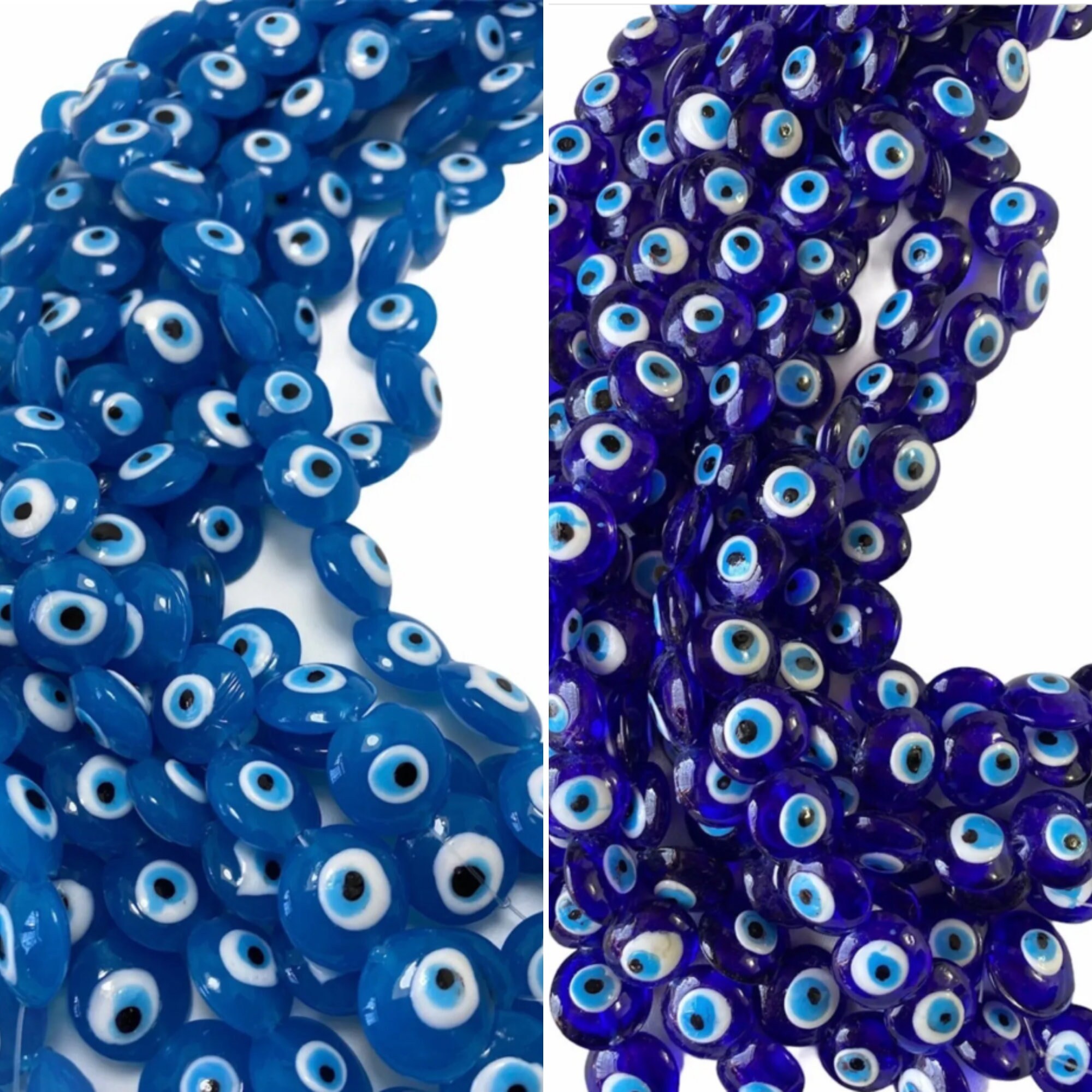 20mm Evil Eye Round Beads, Large Evil Eye Flat Beads, Handmade Glass ...