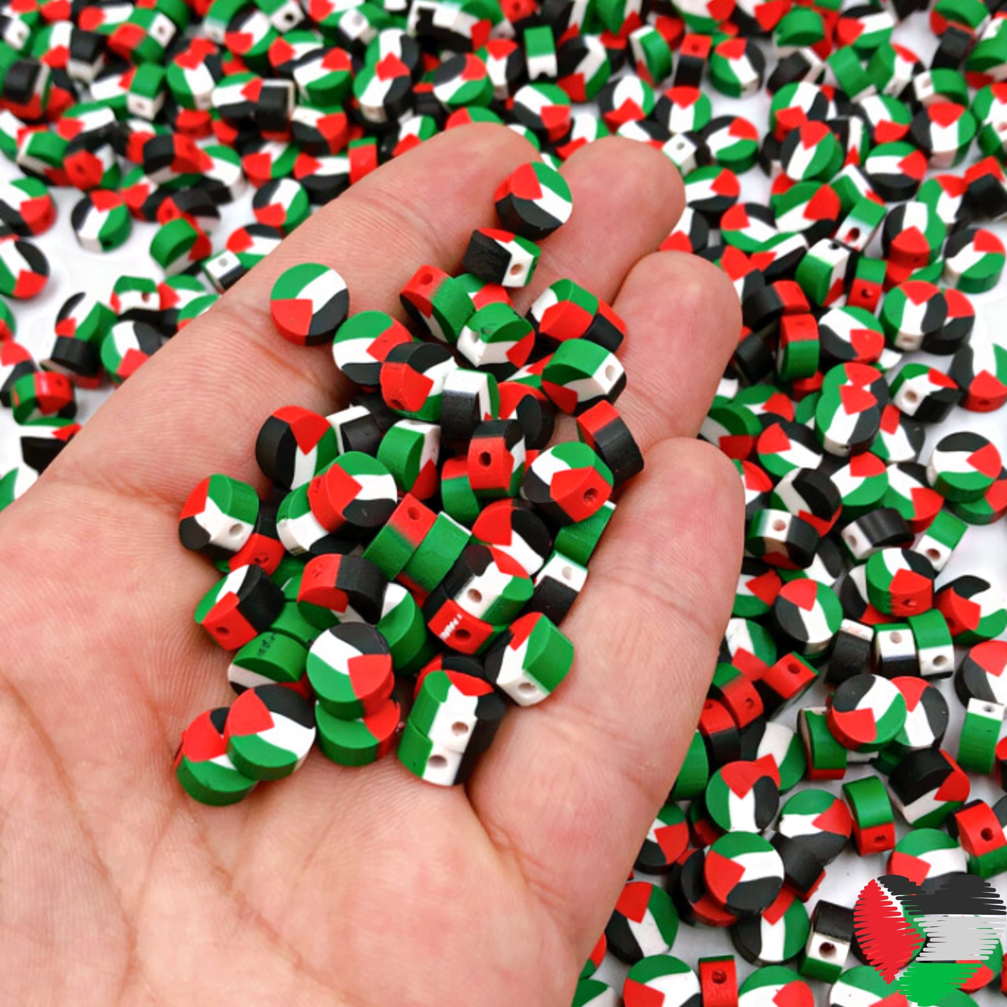 Palestine Flag Polymer Clay Fimo Beads, Palestine, Palestinian Woman ...