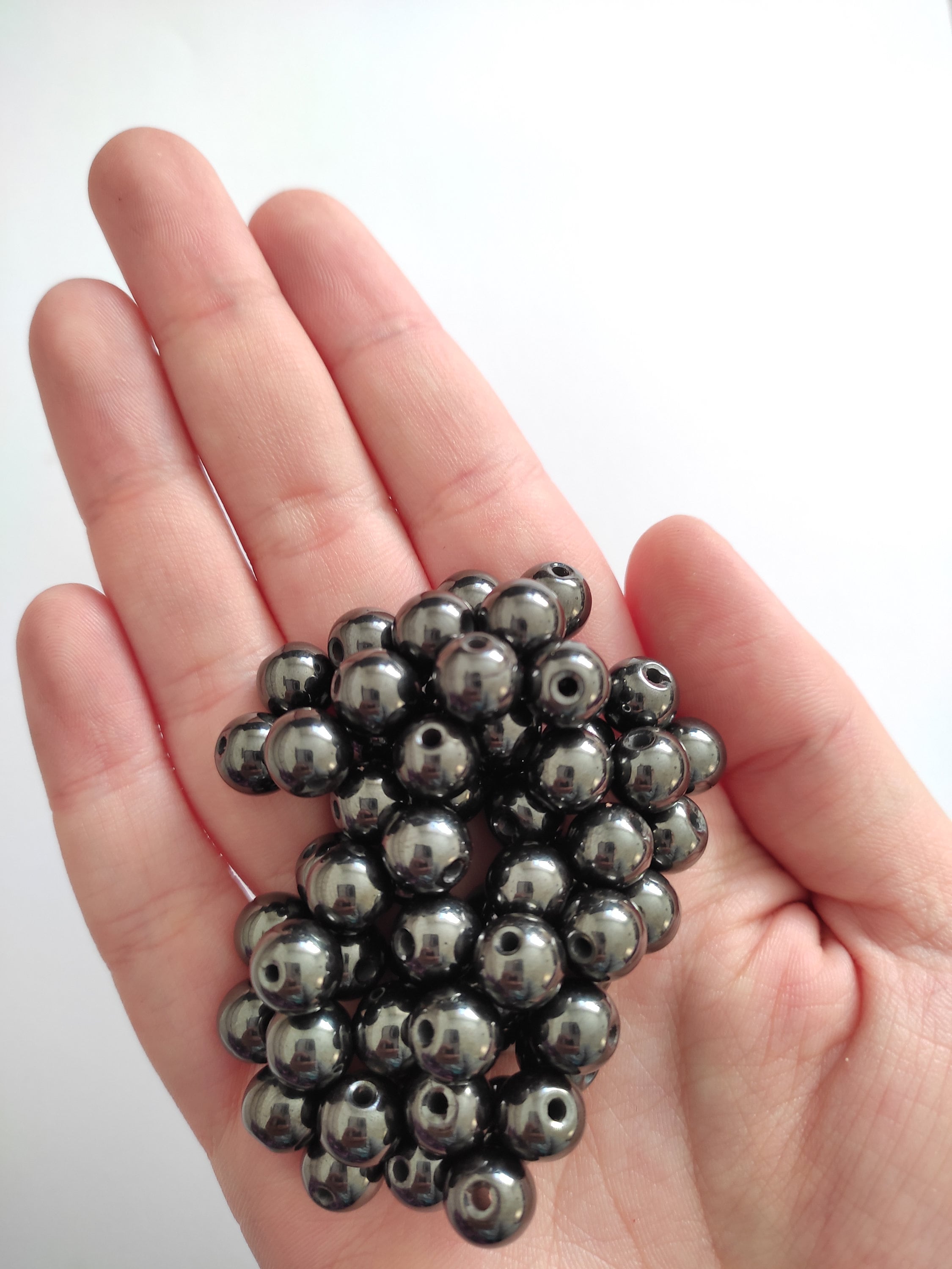 10, 25 or 50 Pcs Magnetic Beads, Hematite Beads, 8MM Gemstone, Magnetic ...