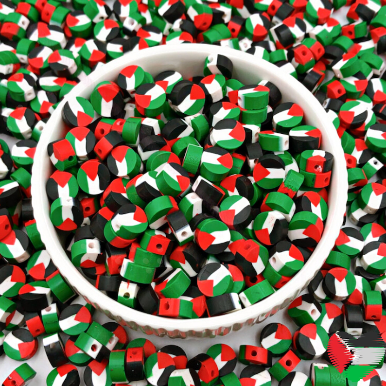 Palestine Flag Polymer Clay Fimo Beads, Palestine, Palestinian Woman ...
