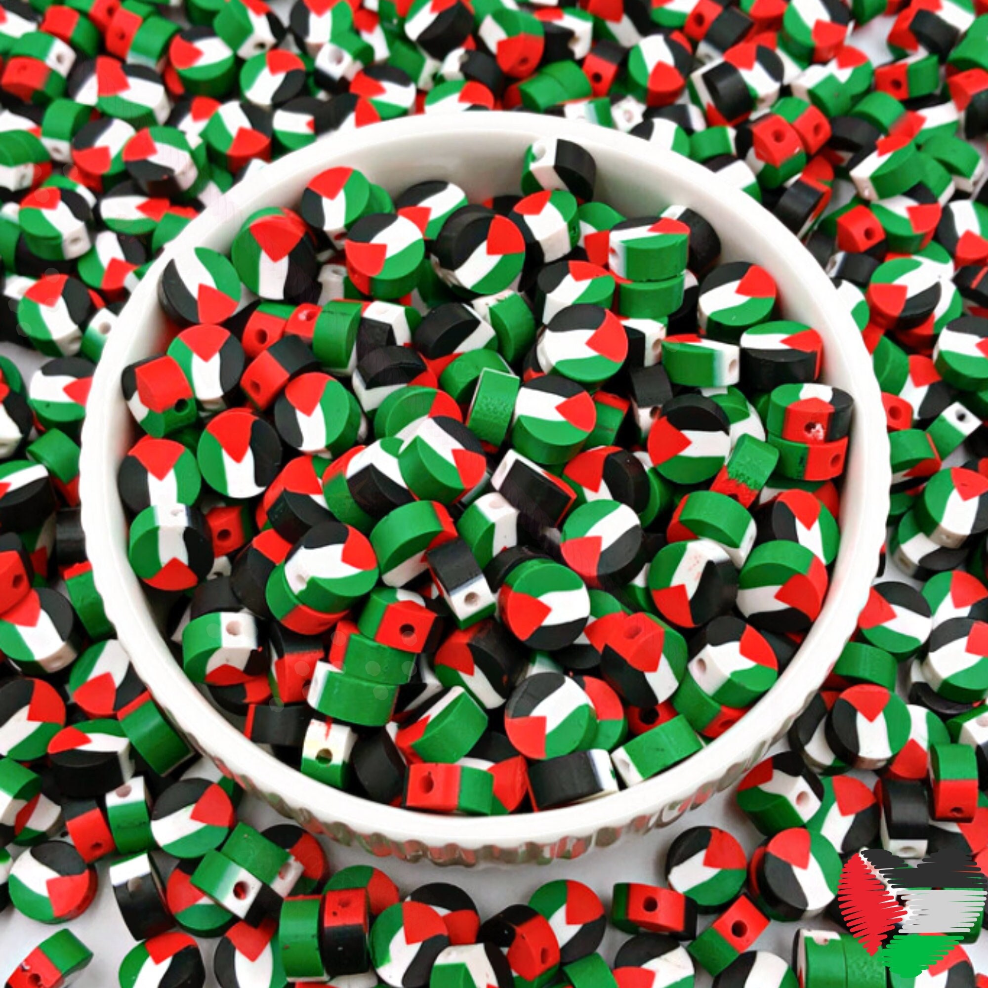 Palestine Flag Polymer Clay Fimo Beads, Palestine, Palestinian Woman ...
