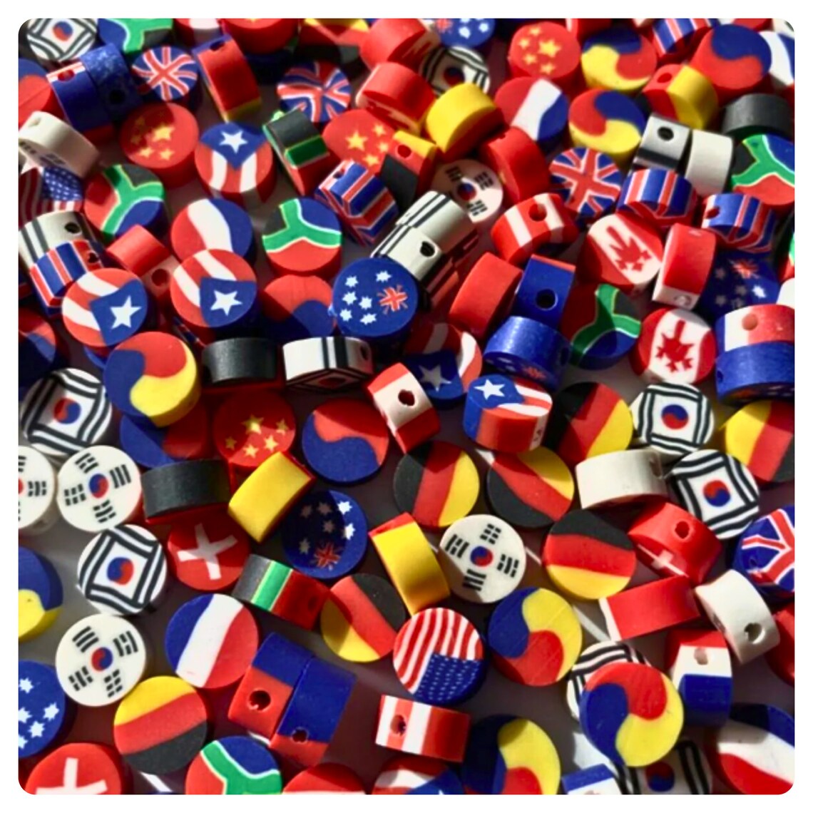 National Flag Clay Beads, Countries Flag Polymer Clay Beads, Flags of ...