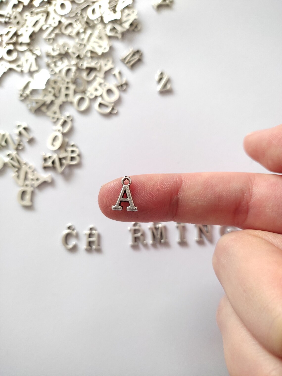 Tiny Antique Silver Initial, Tiny Letter Charm, Small Initial Charm ...
