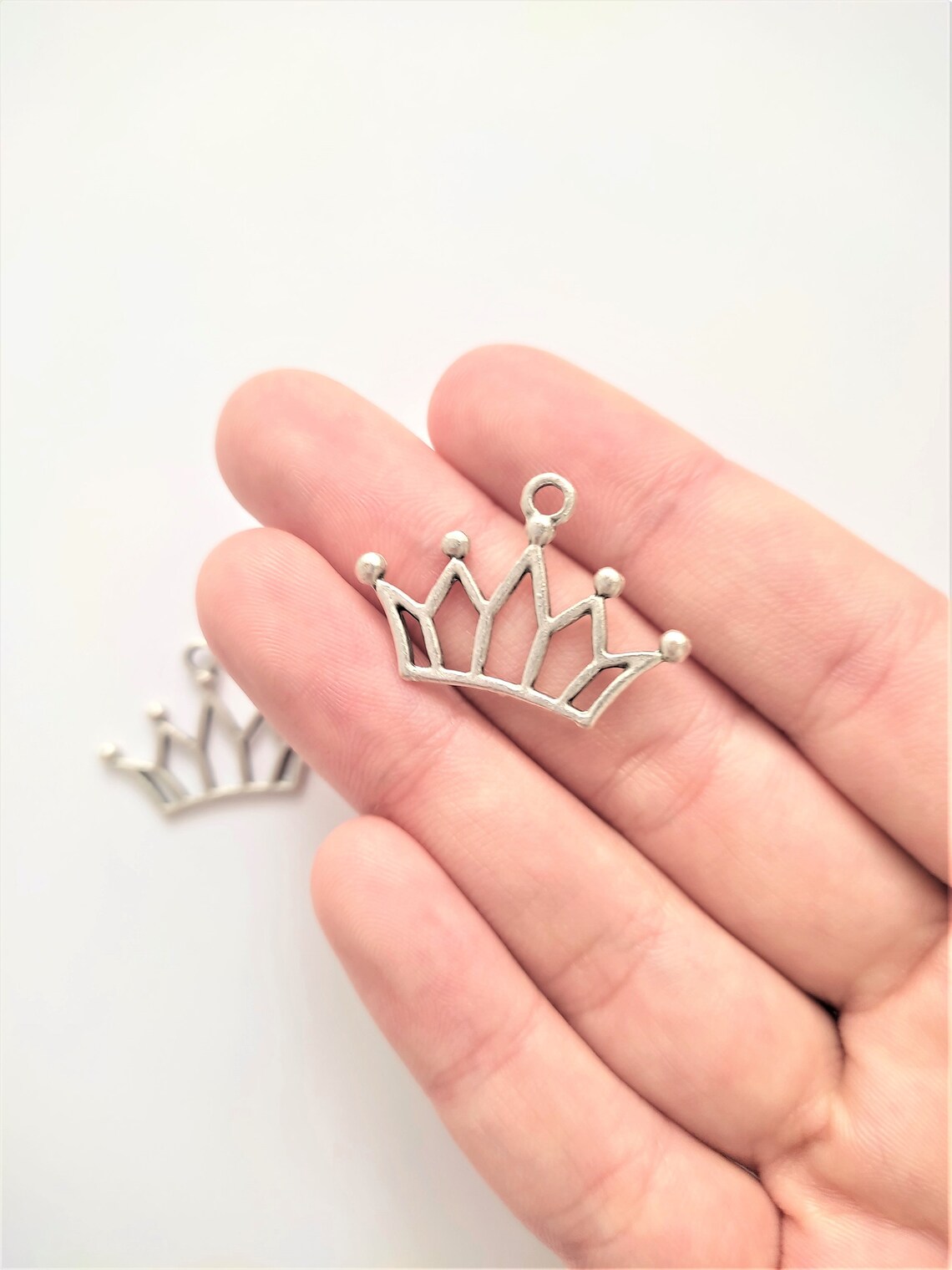 Crown Charms, King Crown Charm, Silver Crown Charm, Flat Back Crown ...