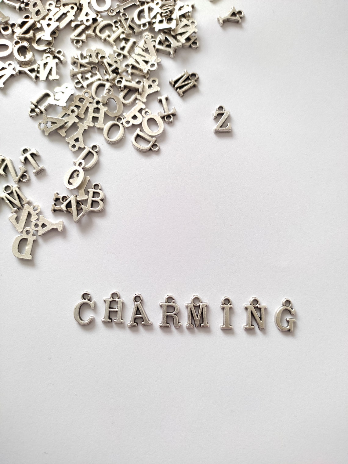 Tiny Antique Silver Initial, Tiny Letter Charm, Small Initial Charm ...