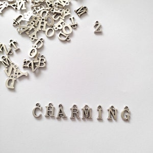 Tiny Antique Silver Initial, Tiny Letter Charm, Small Initial Charm ...