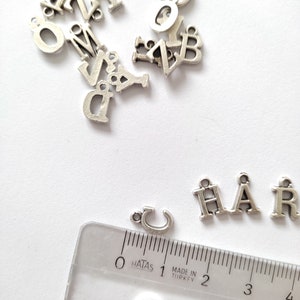 Tiny Antique Silver Initial, Tiny Letter Charm, Small Initial Charm ...