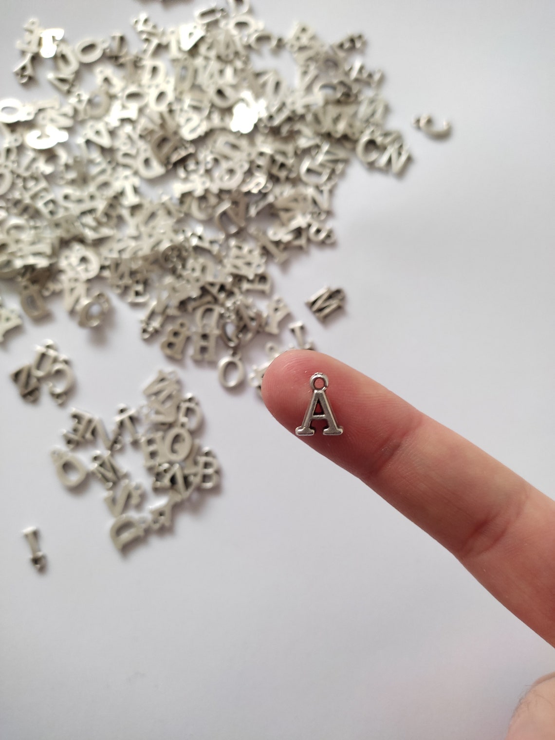 Tiny Antique Silver Initial, Tiny Letter Charm, Small Initial Charm ...