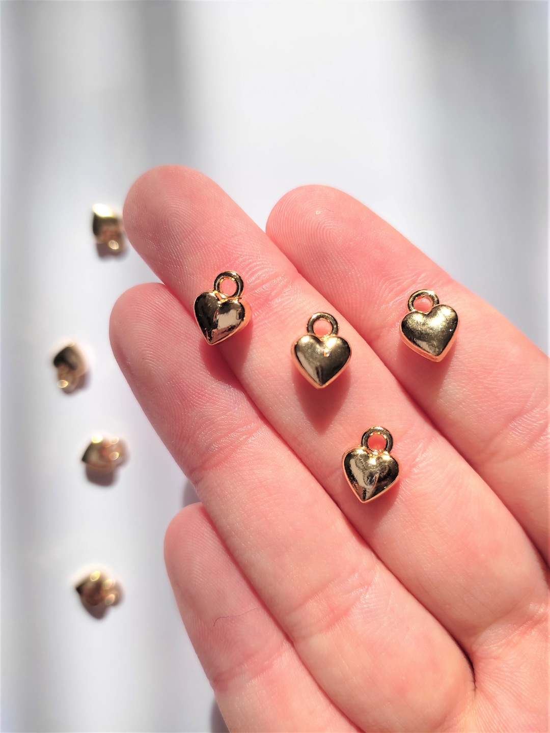10 Pcs Tiny Gold Heart Charm, Gold Heart Charms, Mini Heart Charms ...