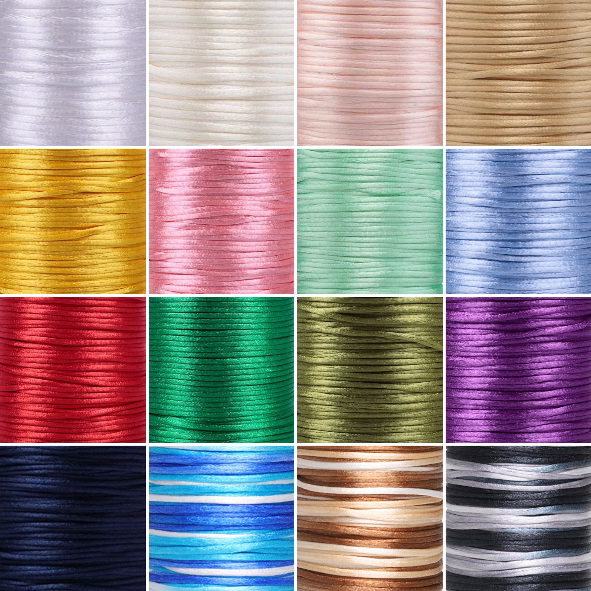 Satin Silk Cord 3mm, Faux Silk Cord 1 Reel, 3mm Silky Thread, Nylon ...