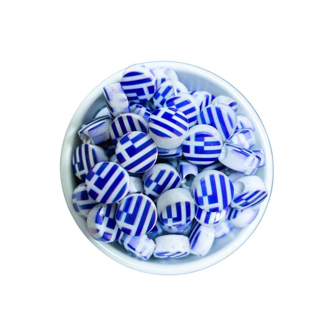 Greece Flag Beads, Greek Flag Beads, Flags of the World Beads, Flag ...