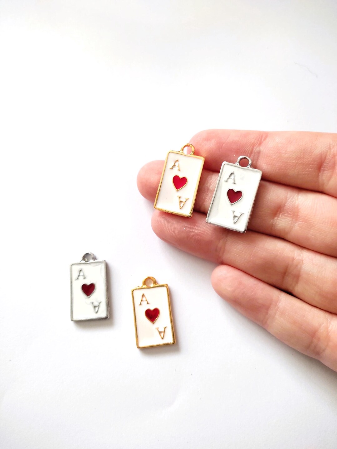 24K Shiny Gold Plated Playing Cards Pendant, Playing Cards Charms, Play ...
