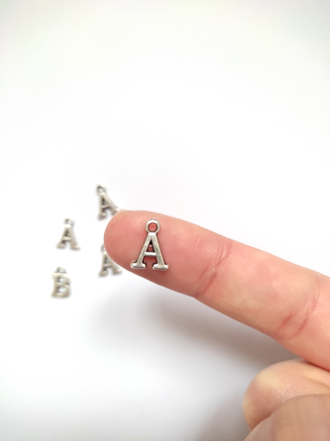 Tiny Antique Silver Initial, Tiny Letter Charm, Small Initial Charm ...
