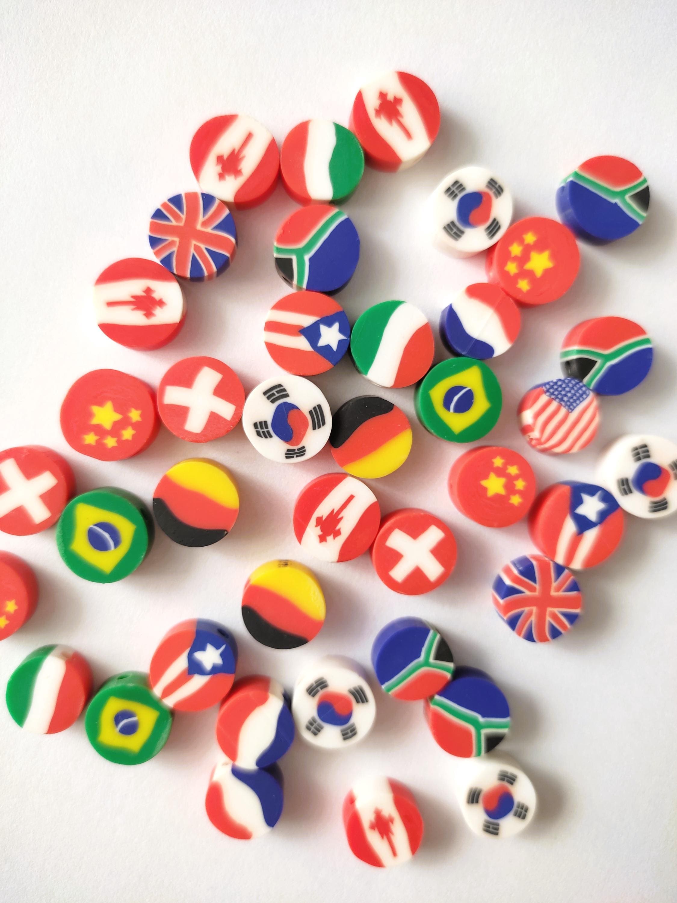 National Flag Clay Beads, Countries Flag Polymer Clay Beads, Flags of ...