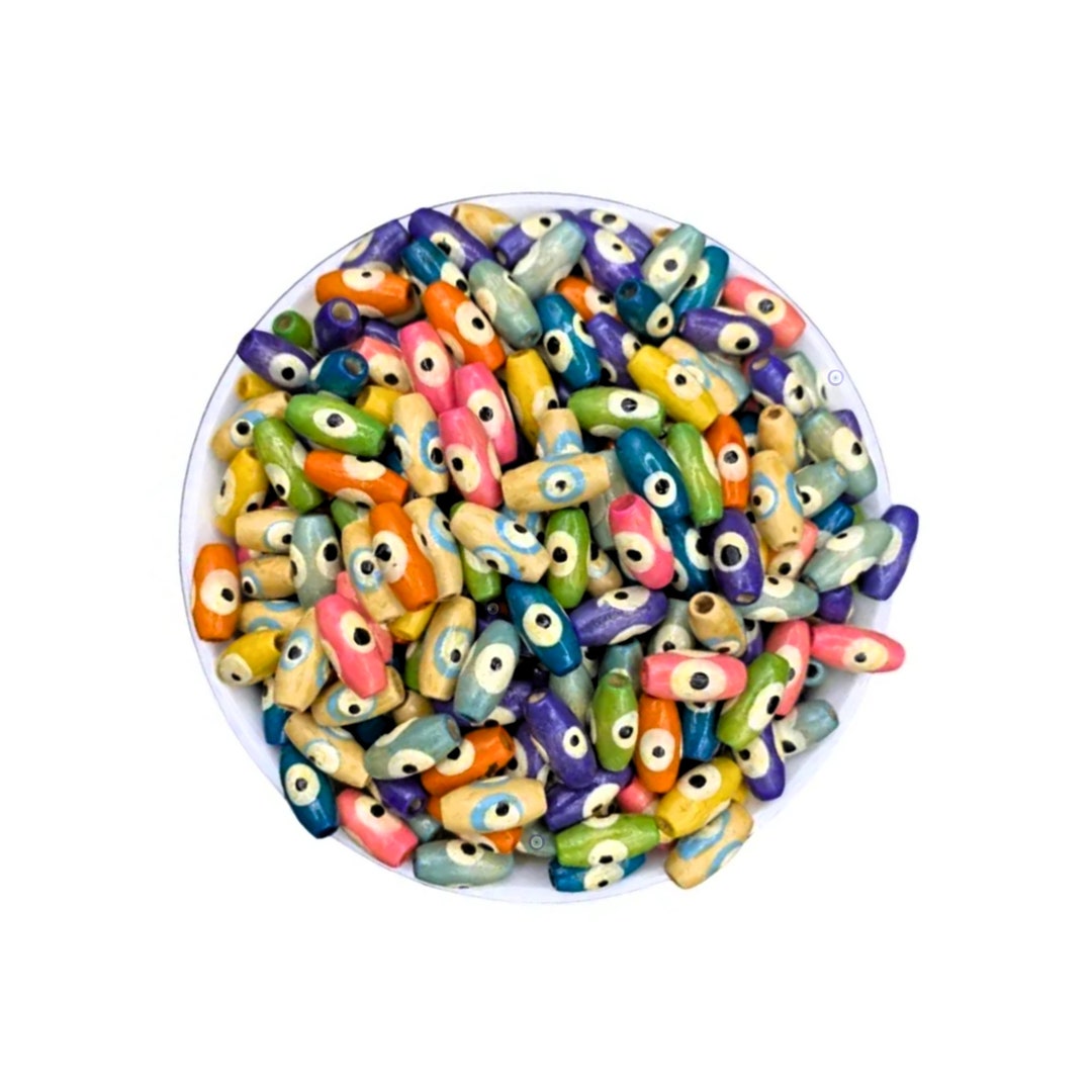 Evil Eye Wood Beads, Evil Eye Beads, Wood Macrame Beads, Evil Eye ...