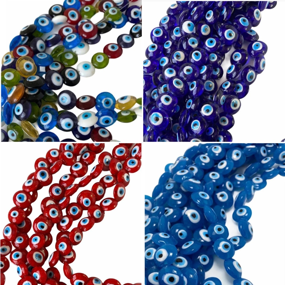 20mm Evil Eye Round Beads, Large Evil Eye Flat Beads, Handmade Glass ...