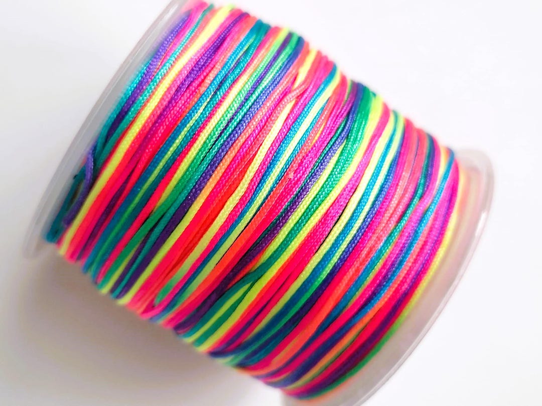 1 Reel Rainbow Multicolor Chinese Knot Nylon Cord, Beading String, High ...