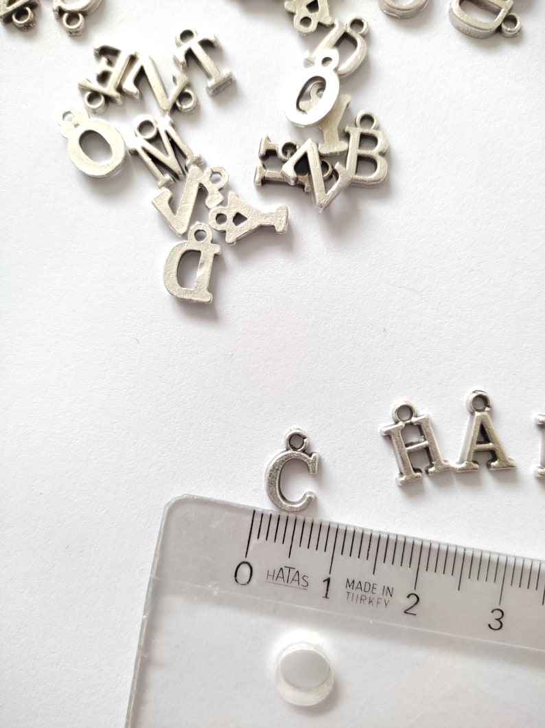 Tiny Antique Silver Initial, Tiny Letter Charm, Small Initial Charm ...