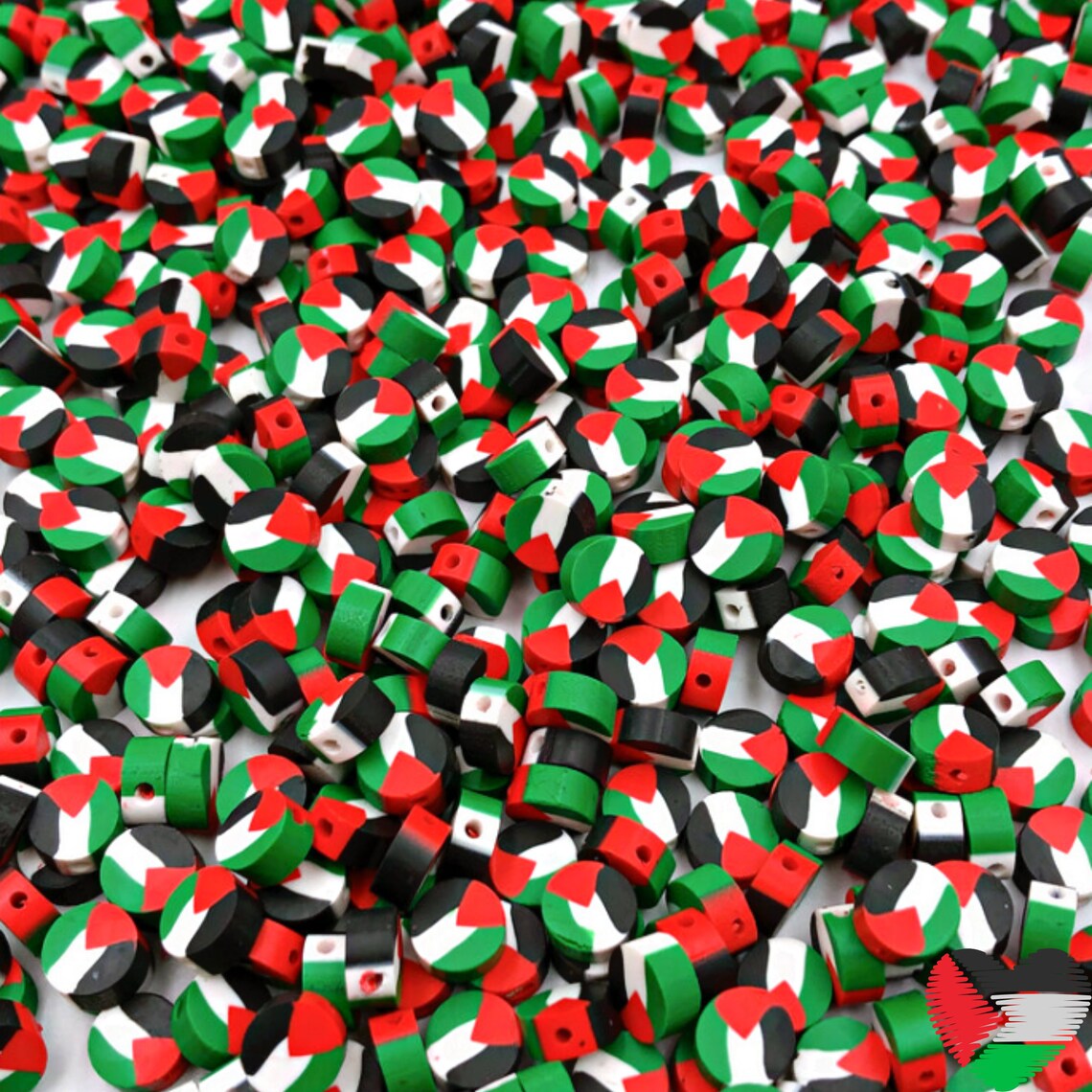 Palestine Flag Polymer Clay Fimo Beads, Palestine, Palestinian Woman ...